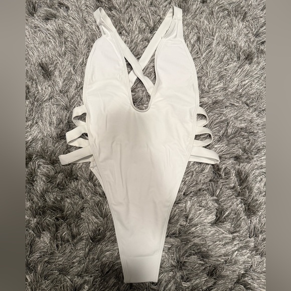 Matte Collection | Swim | Matte Collection White Strappy Onepiece High ...